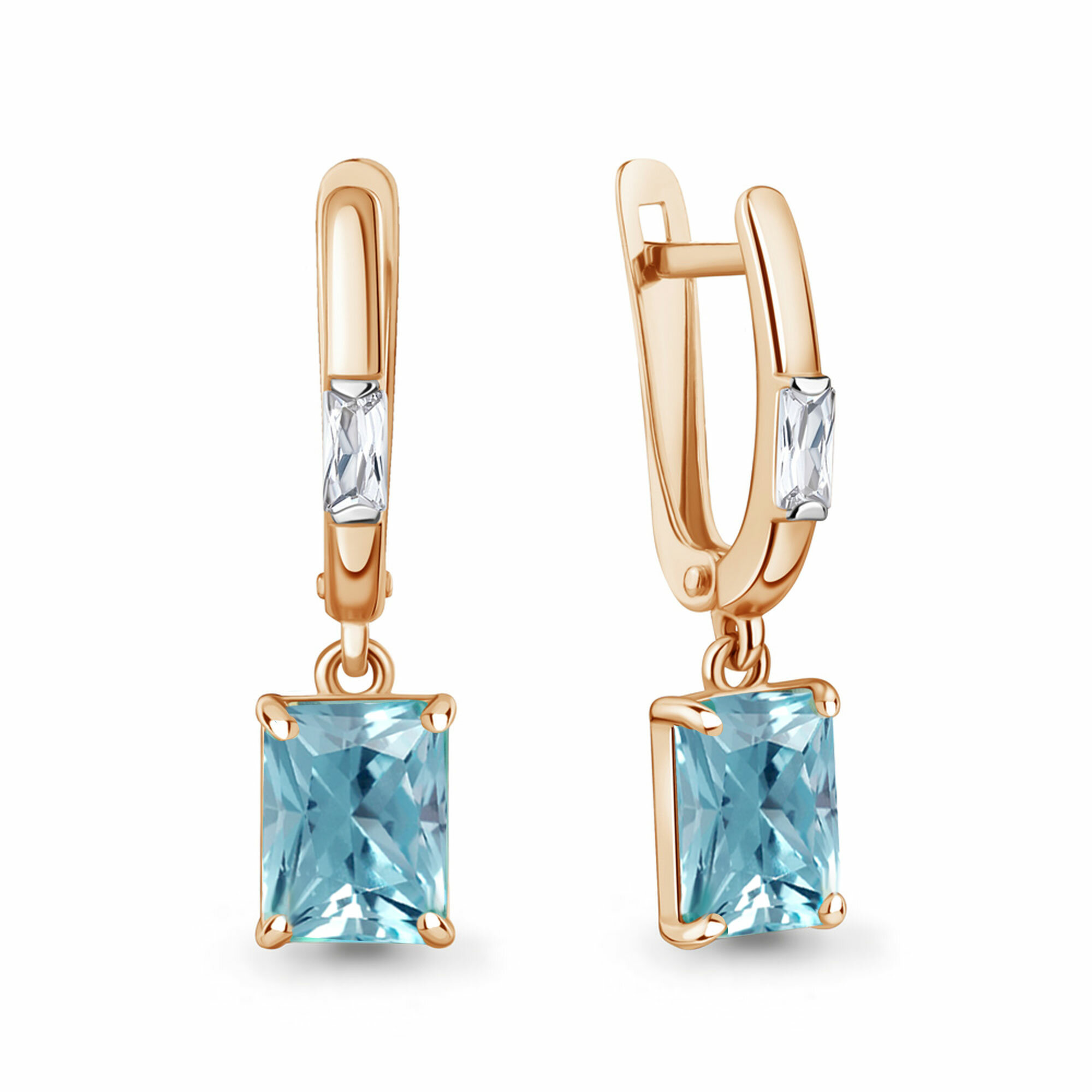 Серьги, серебро, 925 проба, золочение, фианит, турмалин