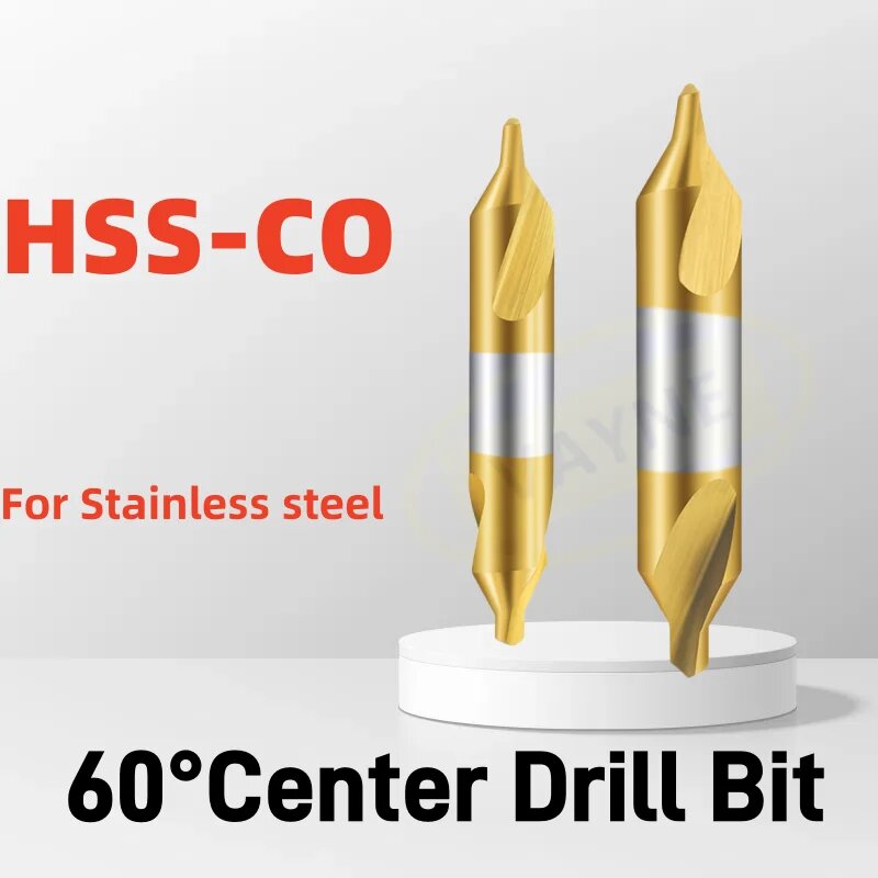 Центральное сверло HSS-CO с TIN-покрытием Комбинированные центральные сверла 60 ° Сверло по металлу с зенковкой под углом1 1,5 2 2,5 3 4 5 6 удлиненное