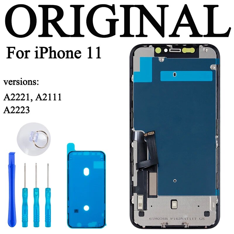100% протестированный ЖК-дисплей для iPhone 11, замена 3D сенсорного экрана с металлической рамкой, полный FHD, прочный, простой в установке, заводской ЖК-дисплей IP 11 Original New