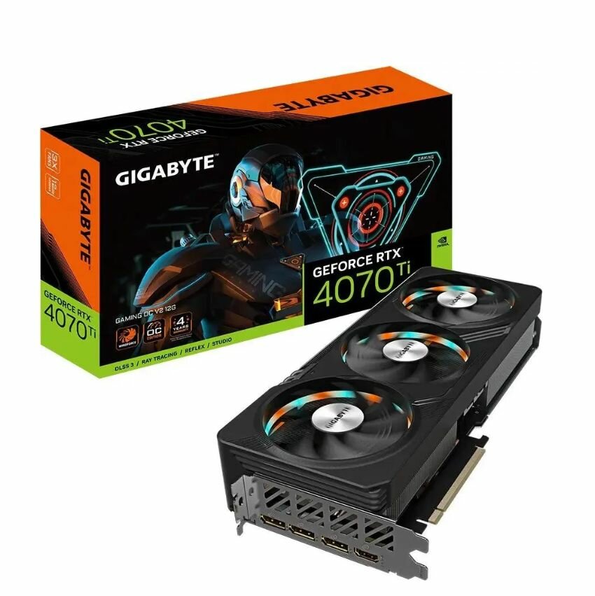 Видеокарта GIGABYTE GV-N407TGAMING OCV2-12GD (GV-N407TGAMING OCV2-12GD) - PCI Express 4.0, 12 ГБ, GDDR6X, 192 бит, PCI-E, GPU 2640 МГц