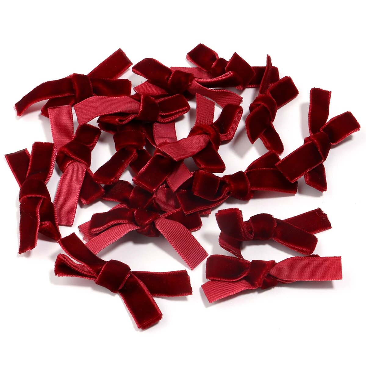 Бархатные банты 10 шт. розовые Бордовый, wine red