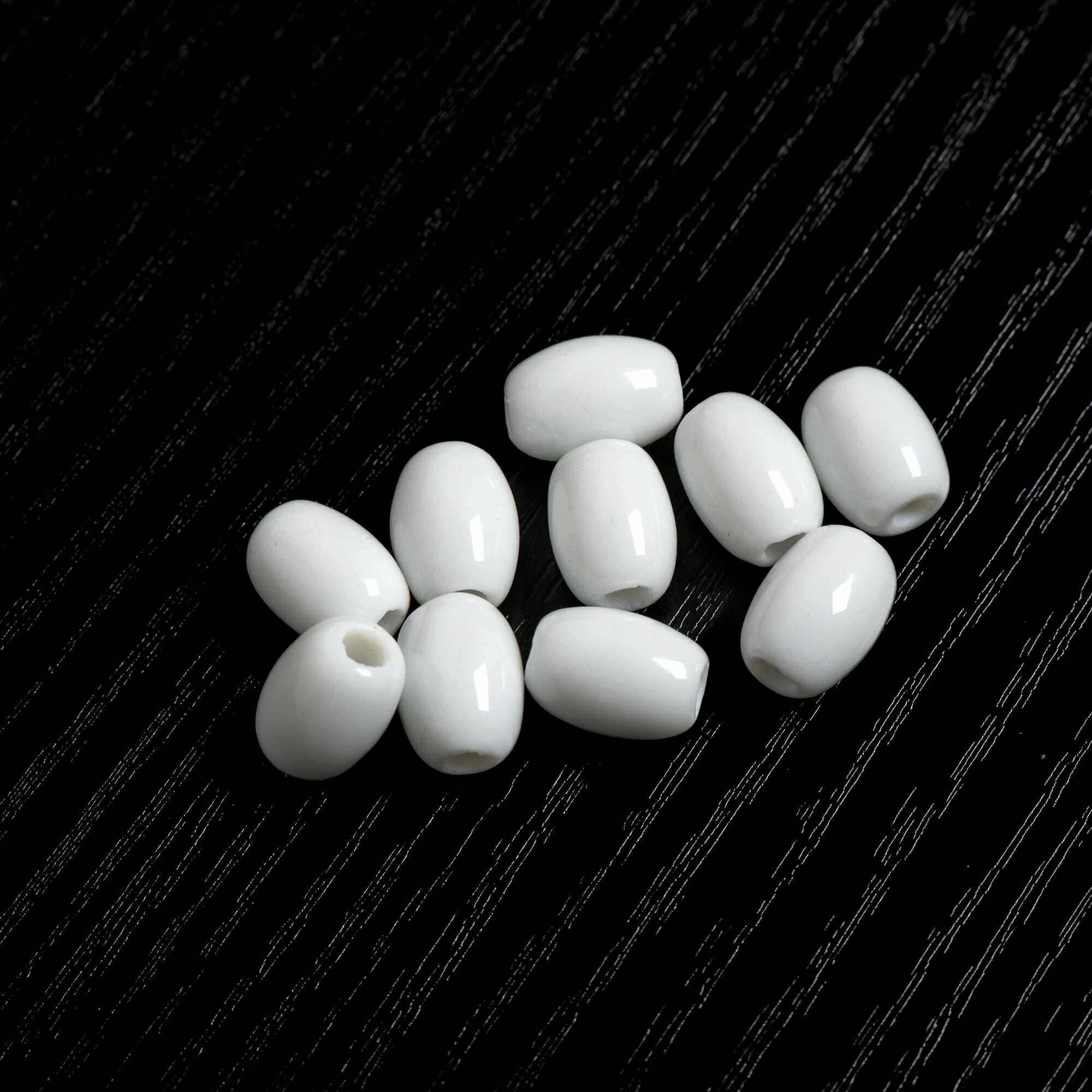 Белые маленькие рисовые керамические бусины 12X9X9 мм, глянцевые овальные бусины-разделители с большим отверстием для изготовления ювелирных изделий своими руками, браслетов, 10 шт. TCZ761