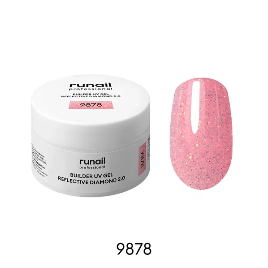RuNail, Моделирующий УФ-гель Reflective Diamond 2.0 №9878, 15г
