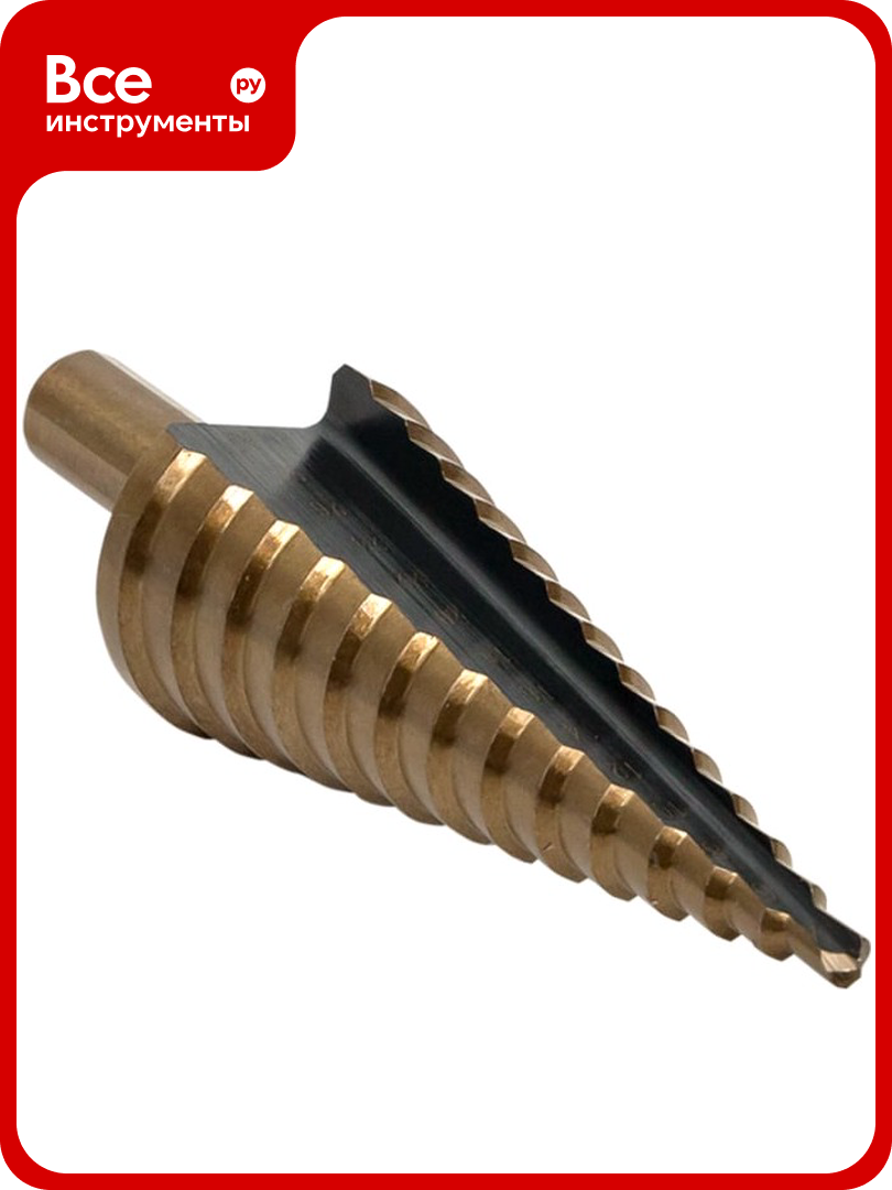 Ступенчатое, HSS, сверло HSS 14 ступеней EKF ST-4-30/2 цилиндрический хвостовик с гранями, прямая канавка по стволу