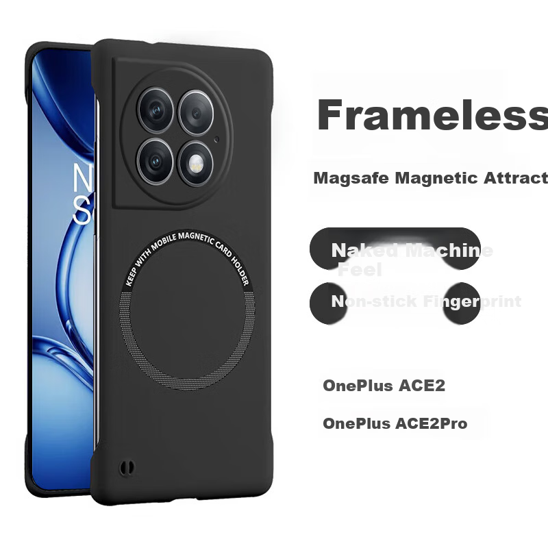 POZZO Matte Ultra Thin Phone Case for OnePlus ACE2Pro, 1+ACE2Pro Protective Cover with Magsafe Magnetic Adsorption, Edgeless Design, Anti-drop and Heat Dissipation, Night Black