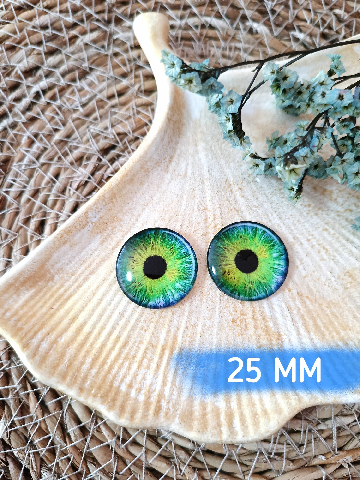 Глаза стеклянные кабошоны для игрушек 25мм 2шт