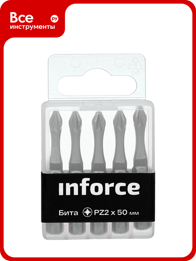 Бита (5 шт; Pz2; 50 мм) Inforce 11-01-295, с шуруповертами при монтаже/демонтаже крепежа