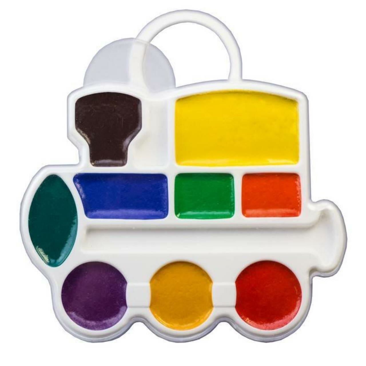 Акварель Луч кроха паровозик 9 цветов, без кисти, фигурная пластиковая упаковка с европодвесом