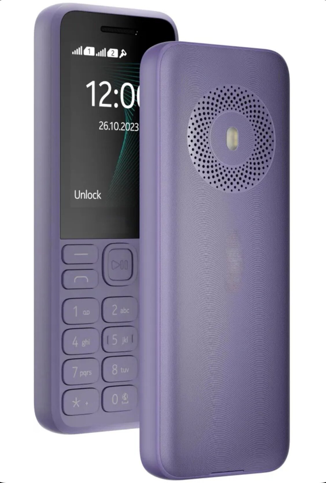 Телефон кнопочный 130 фиолетовый (Purple), с большими кнопками, 2sim, влагозащита, яркий фонарик, 2G