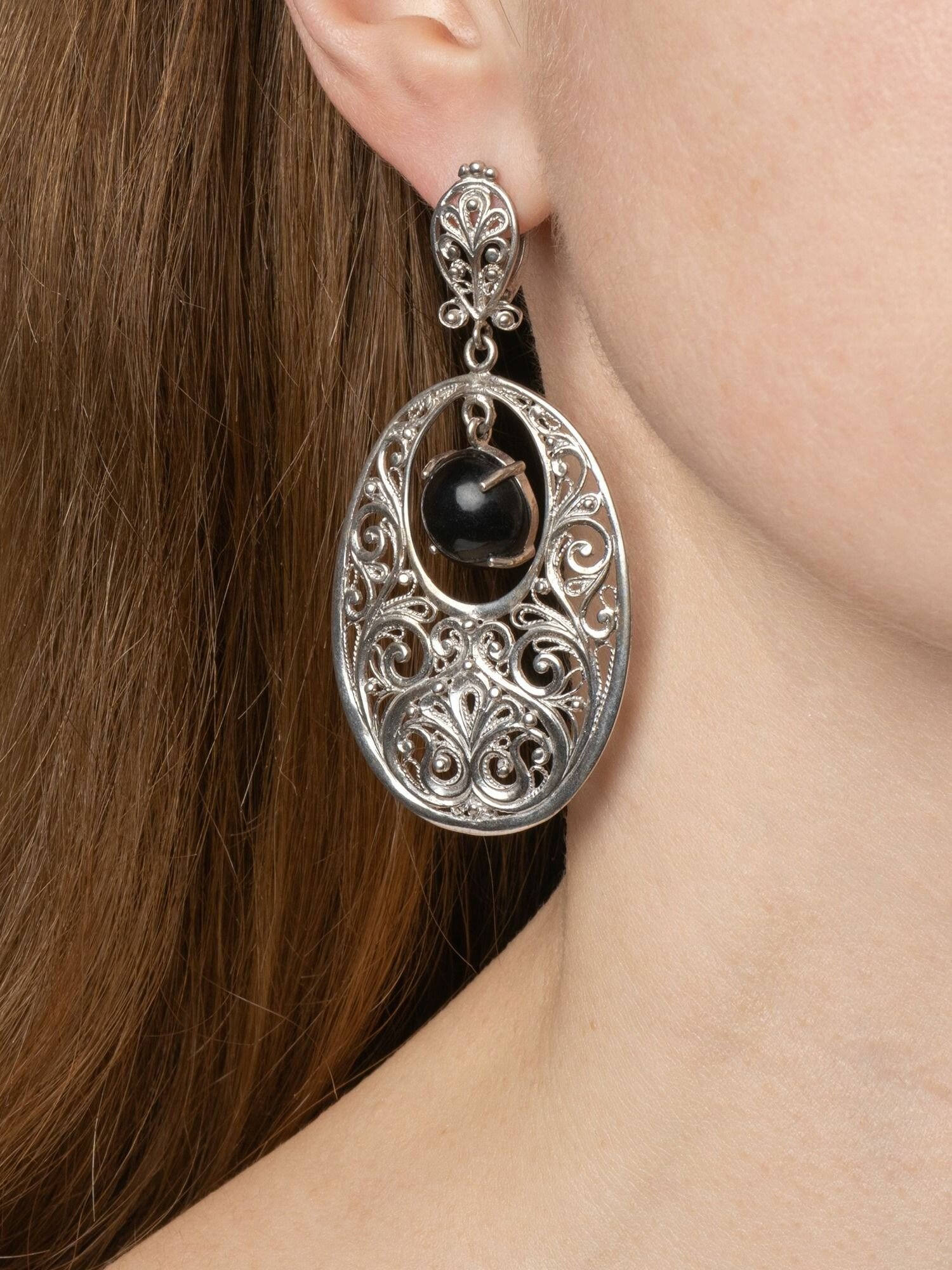 Серьги с подвесками, серебро, 925 проба, родирование, лазурит