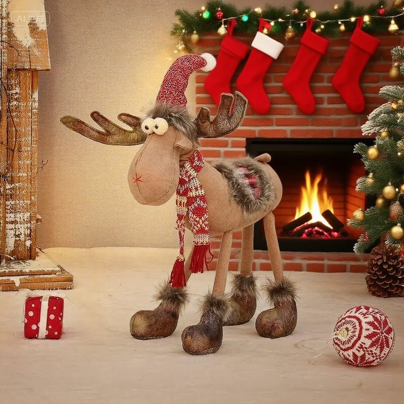 Фигурка новогодняя, Олень, Цвет изображения, высота 45см, длина 34 см