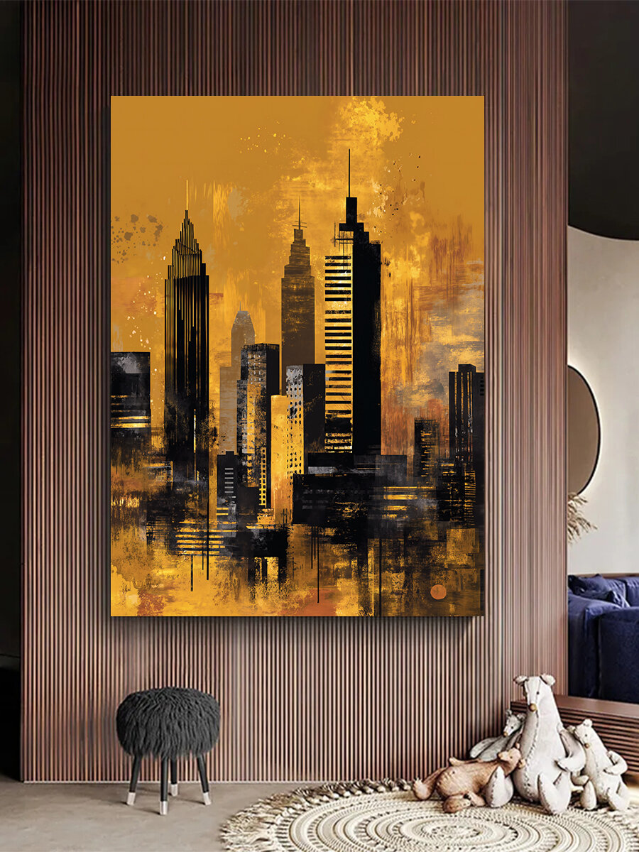 Интерьерная вертикальная картина - "Город / Пейзаж / Небоскребы" , 40х60 см.