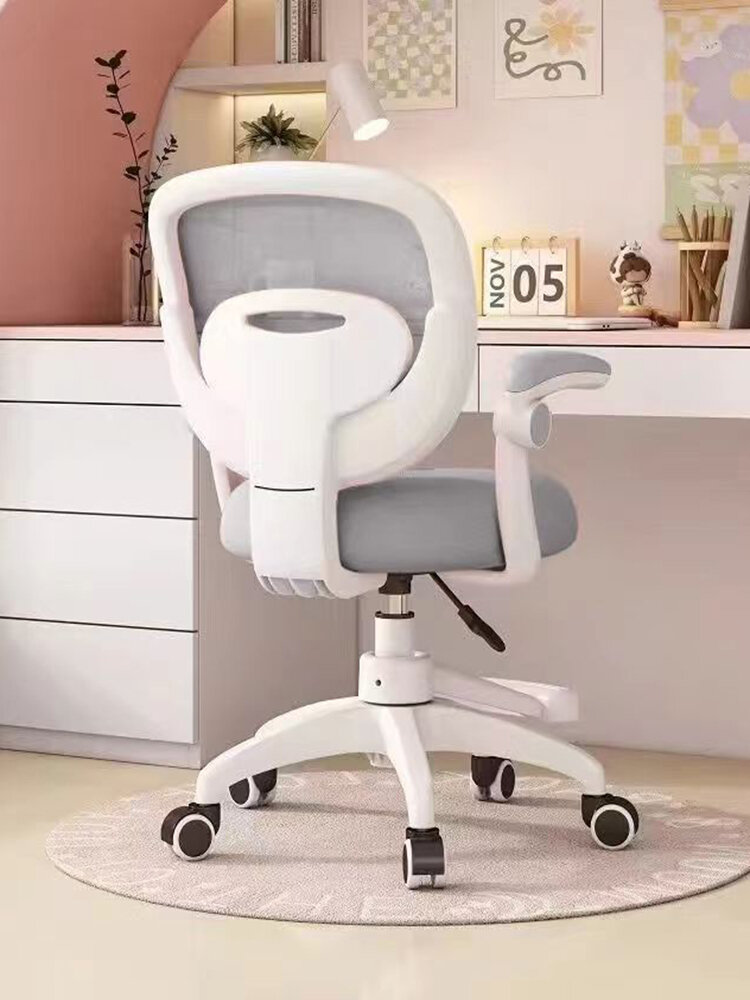 Детское кресло с регулировкой высоты и подлокотником, серое, на колесах с гравитационным тормозом, компактное и мобильное для дома и школы