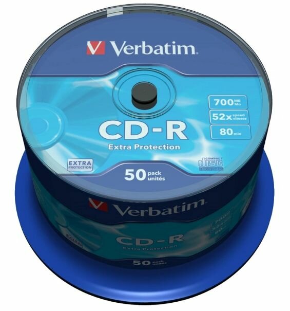 Диск CD-R Verbatim 700 МБ 52x cake box 43351 (50 штук в упаковке)