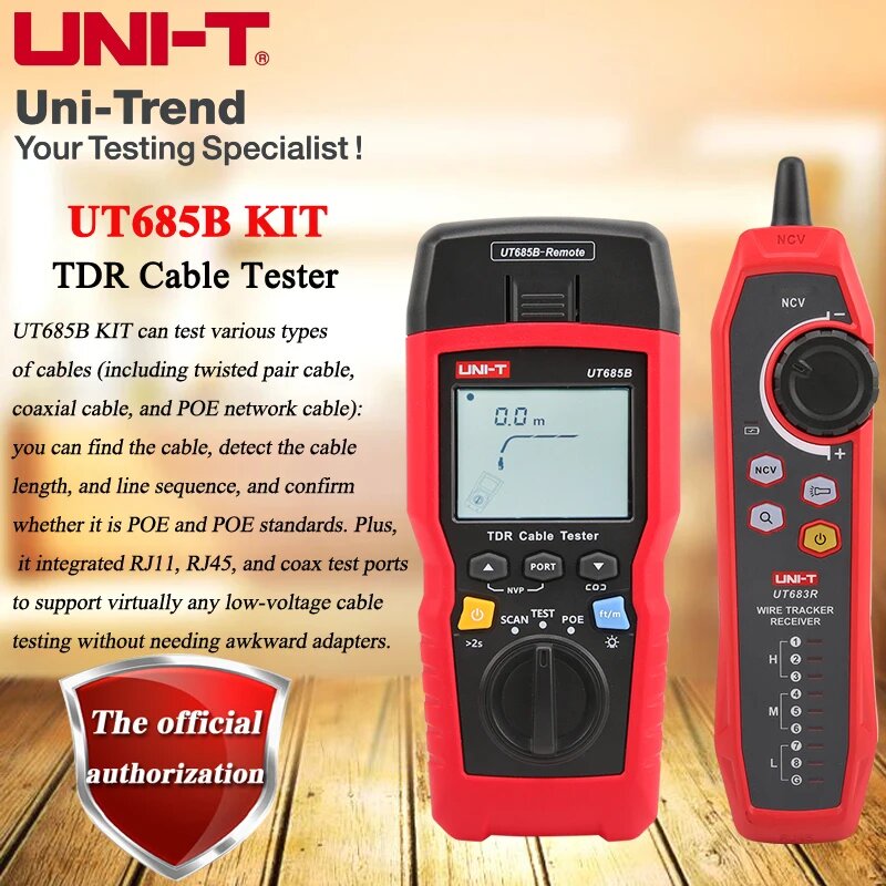 UNI-T UT685B KIT TDR Кабельный тестер / RJ11, RJ45 и измерение типа коаксиального кабеля / может идентификация стандарта POE