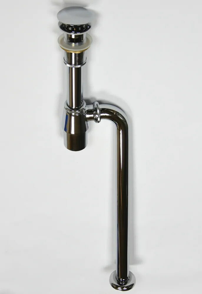 Сифон сливной с вертикальным отводом и донный клапан для раковины с переливом AICITY КН020 хром