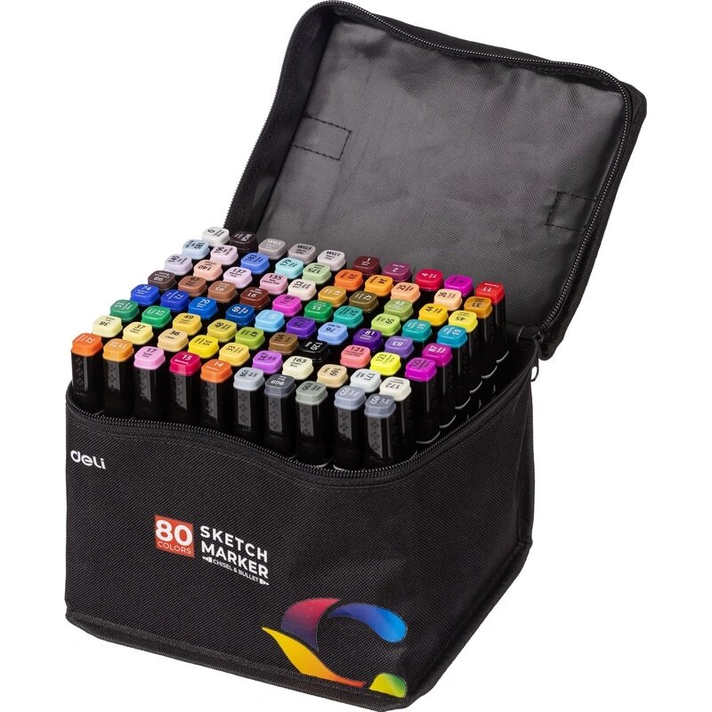 Набор маркеров для скетчинга Deli 80цв. двухстор, E70806-80