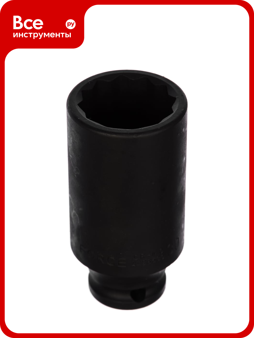 Головка 12‑гранная ударная глубокая FORCE, торцевая головка с квадратным креплением, материал