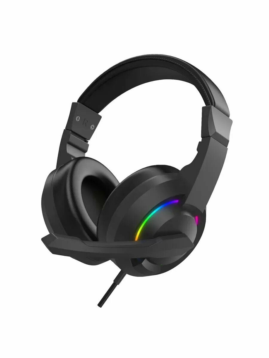 Наушники с микрофоном Оклик HS-L315G черный 1.8м накладные USB оголовье (2007552)