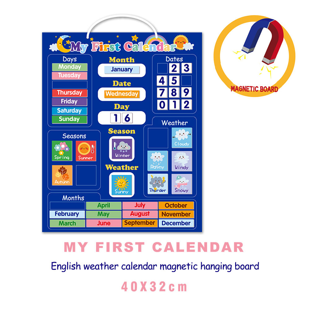 Настенный календарь для детей, сезон, месяц, дата, обучающие развивающие игрушки для дома, дошкольного возраста, детского сада, класса