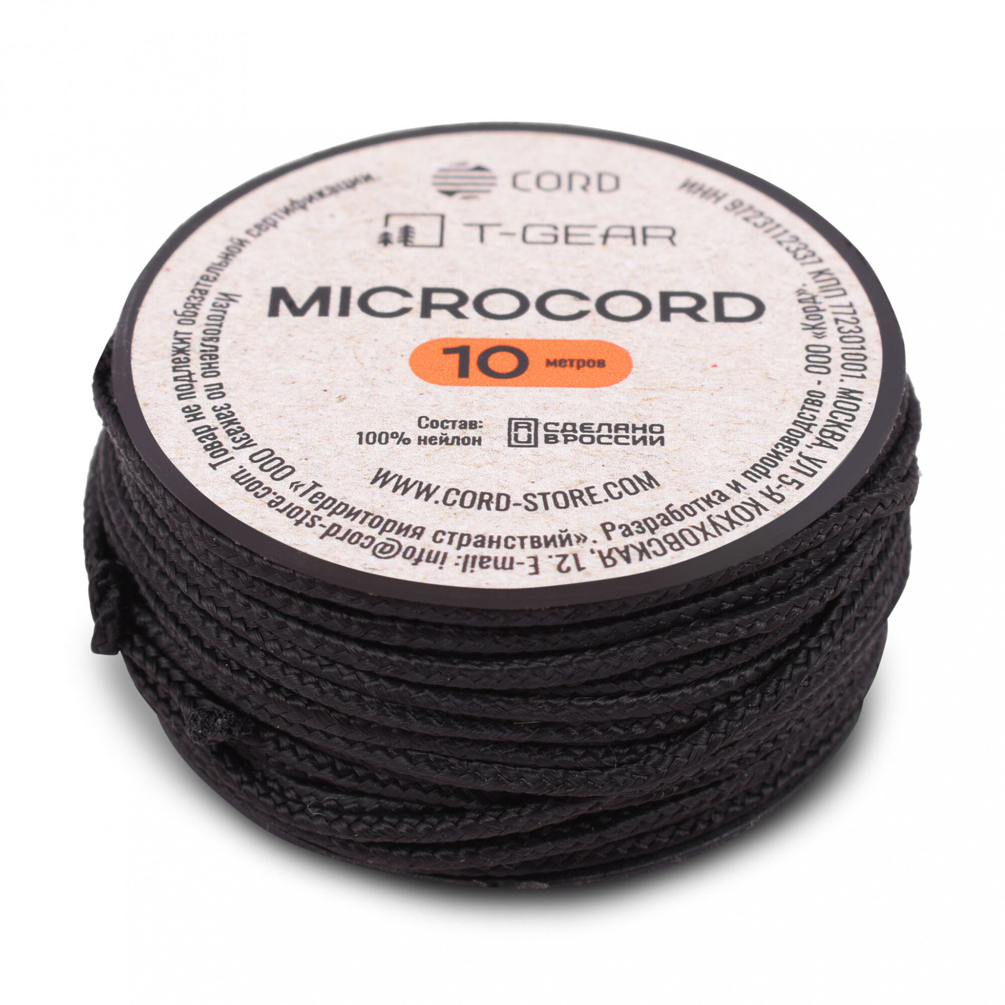 Микрокорд T-Gear x CORD nylon катушка 10м (расцветка - Black)