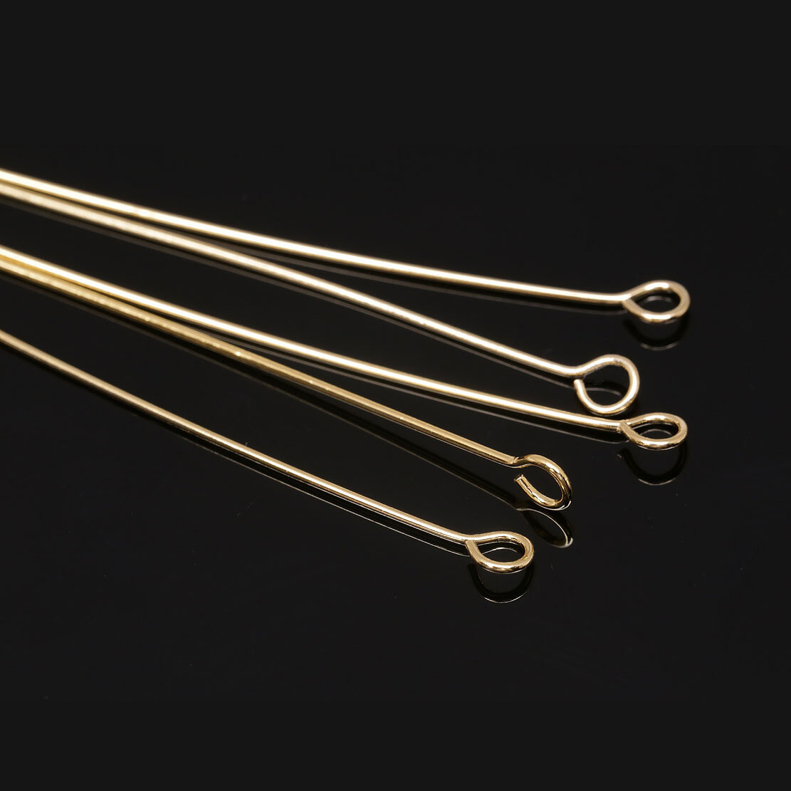 Пины с ушком, 33х0.511мм, мягкие, Корея, базовый материал - латунь, позолоченные, 2 грамма