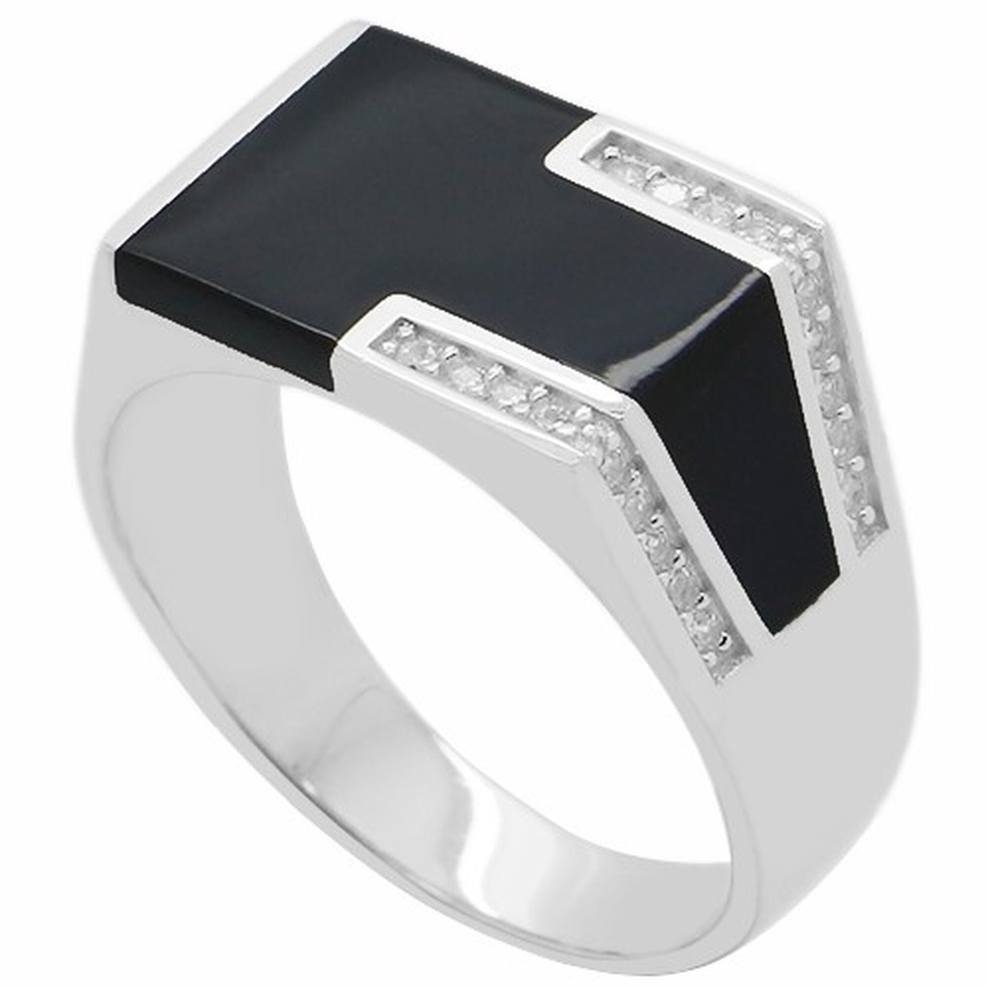 Печатка, серебро, 925 проба, родирование, эмаль, фианит