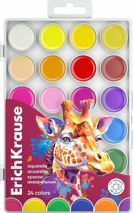 Акварель ERICHKRAUSE Safari с УФ защитой яркости, 24цв Арт. 61379 (Россия)