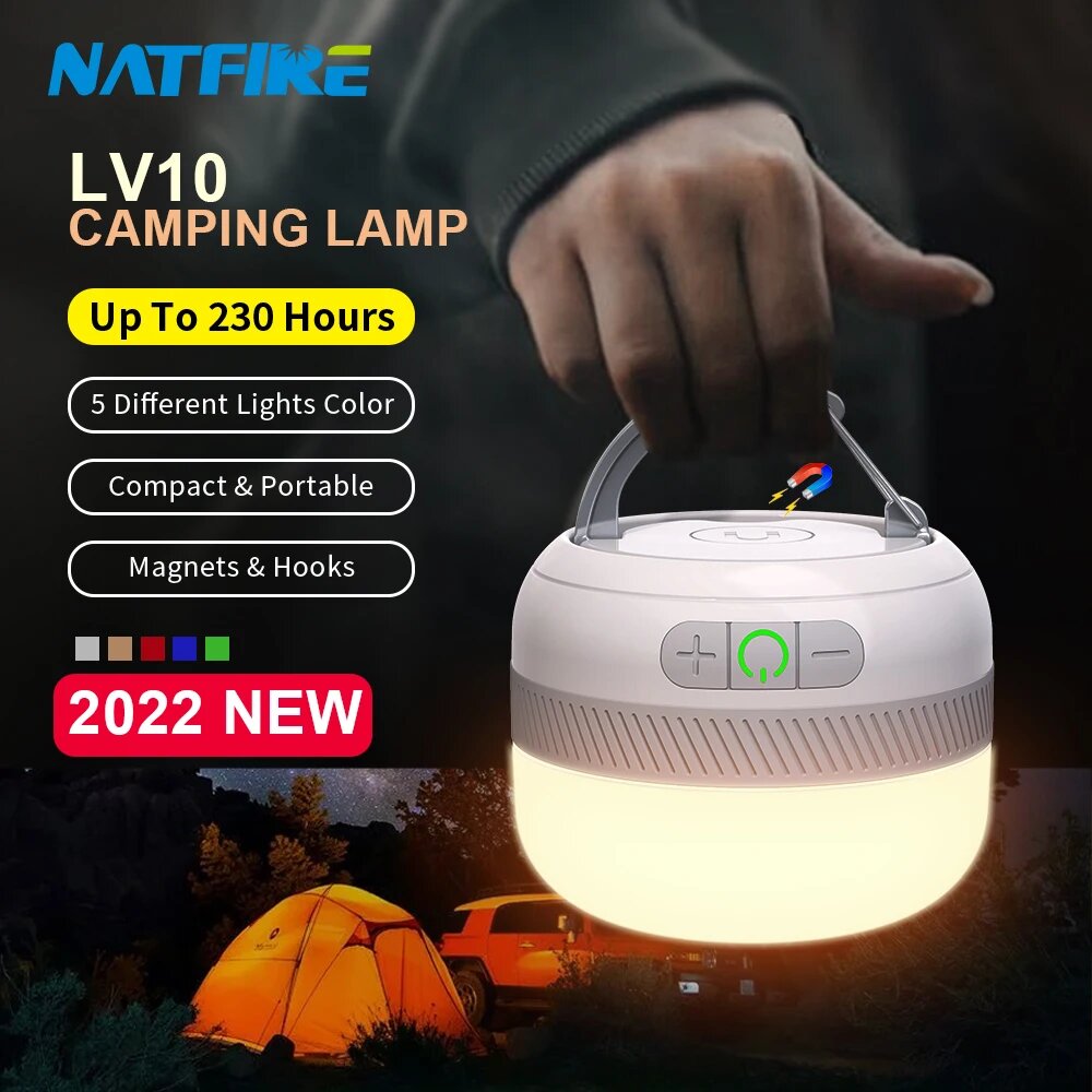 NATFIRE LV10 перезаряжаемый кемпинговый фонарь 2400mAh 5-80Hrs