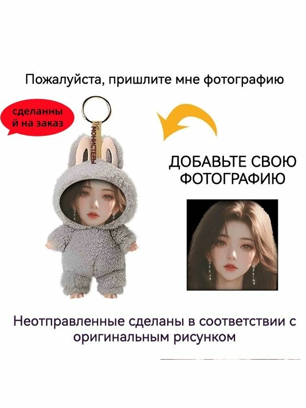 Плюшевая игрушка-По индивидуальному заказу Labubu, сделанному с использованием ваших собственных фотографий