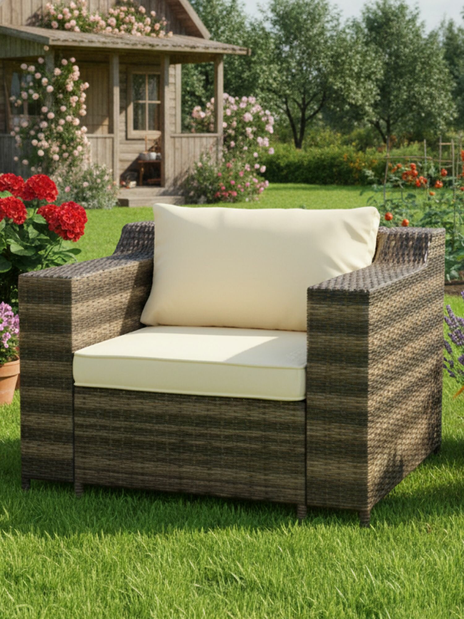 Садовое кресло Орсон для дачи и сада для отдыха из искусственного ротанга