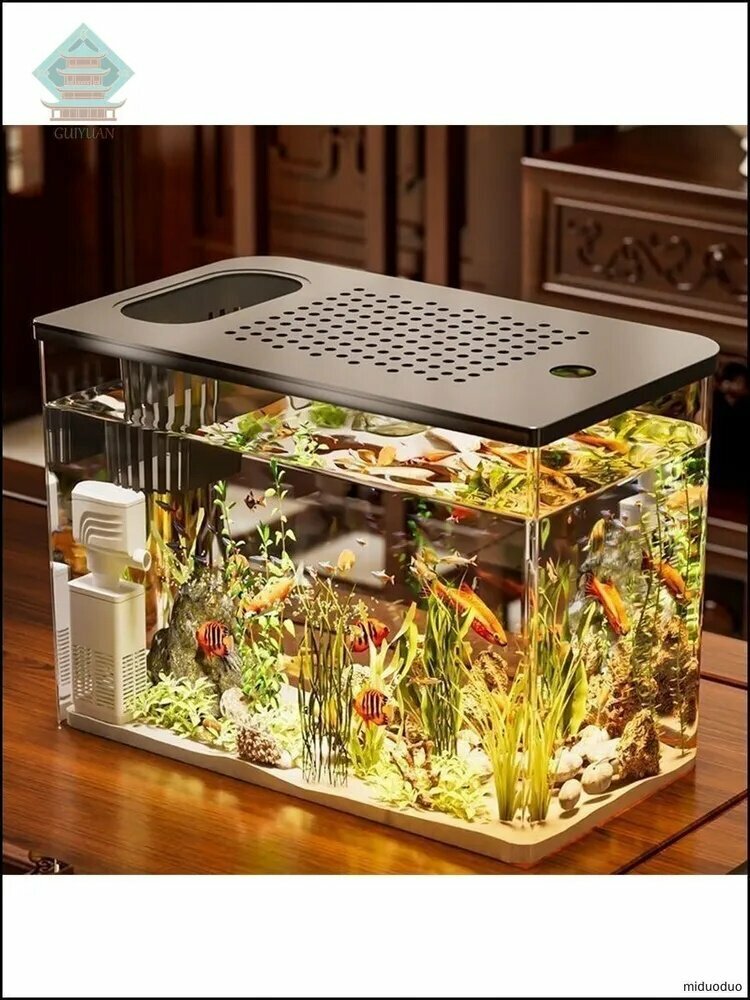 Аквариум стеклянный прямоугольный 50 литров с подсветкой LED, бестселлер