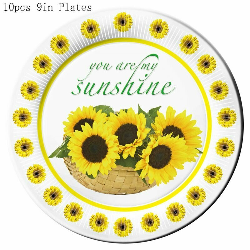 Пластинки в стиле ярких подсолнухов украшения для праздников для всех возрастов 10 штук по 23 см