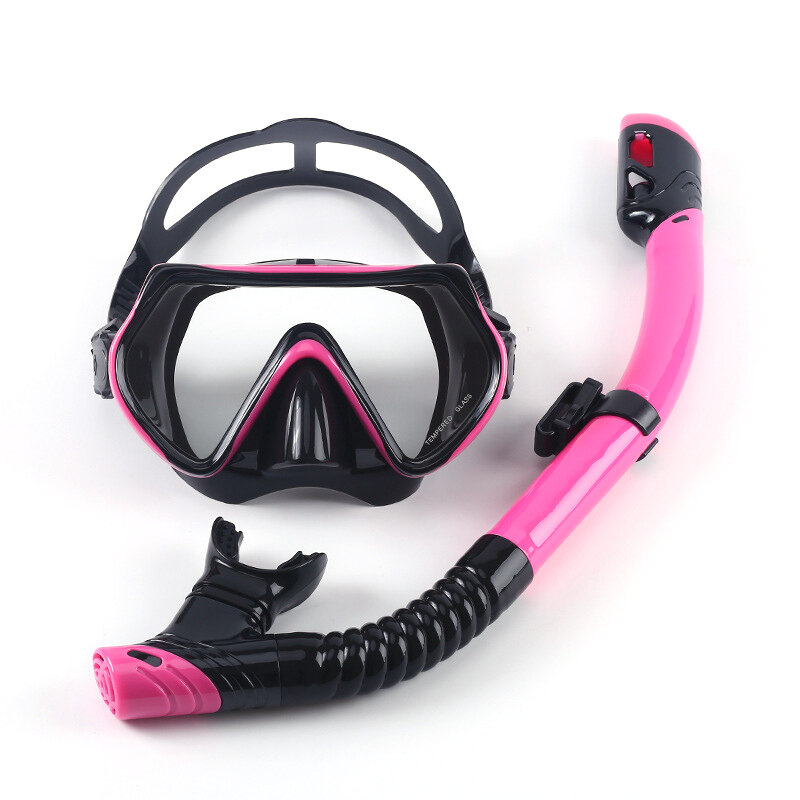 Маска для дайвинга и снорклинга Панорамная Высокая четкость Линза из закаленного стекла С носовым чехлом Аппаратура для снорклинга взрослых Мягкий силиконовый Дымовую трубку с сухим дыханием Эргономичная конструкция Для различных форм лиц Регулируемый