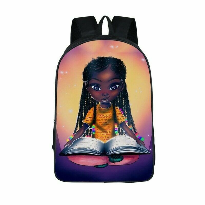 Spacious afro african beauty backpack for black princesses with multiple storage areas