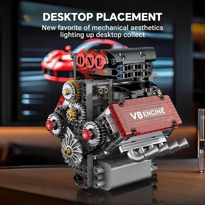 Электрический модель двигателя Brick V8 конструктор — фото 1