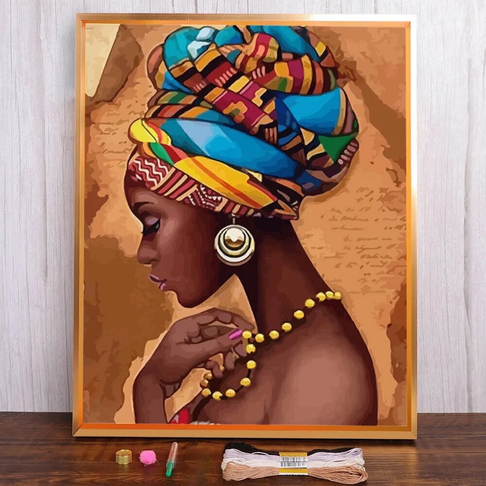 MEIAN Набор для вышивания,30x40CM,14CT, Африканская леди