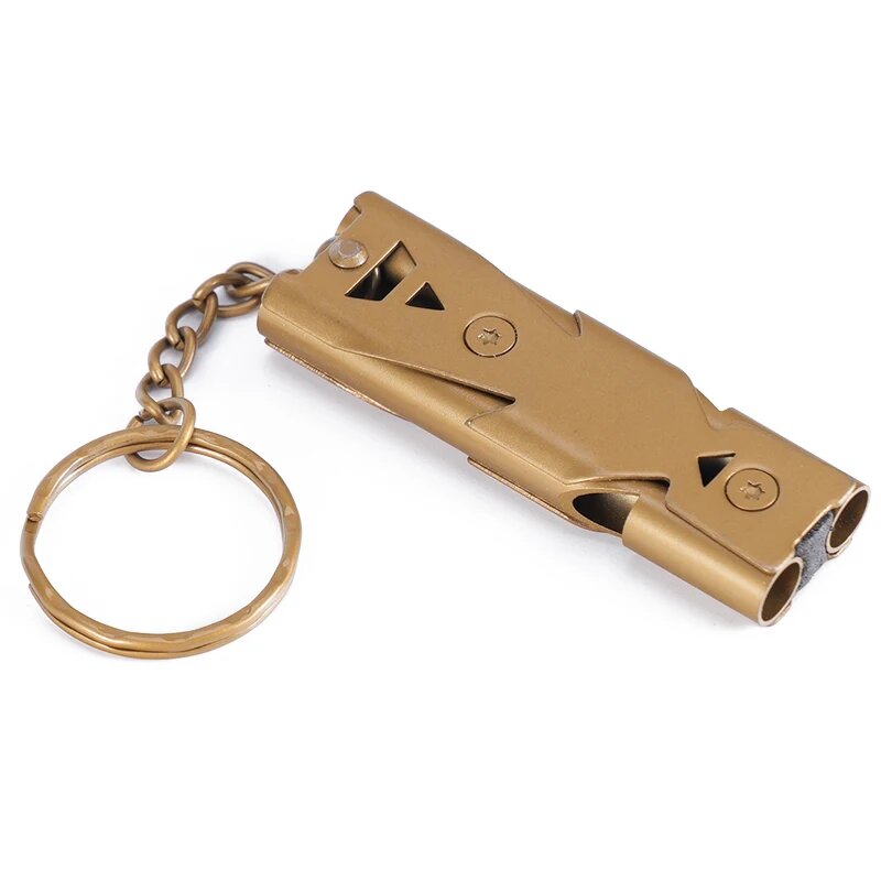 Двойной трубчатый свисток из алюминиевого сплава, универсальные свистки, брелоки, свистки для тренировок птиц, свисток для выживания на открытом воздухе, пешего туризма, кемпинга