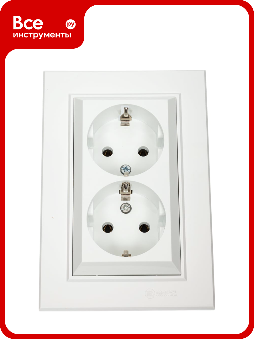 Розетка 2-я MAKEL с/з СП Karea 16А IP20 белый 56001082