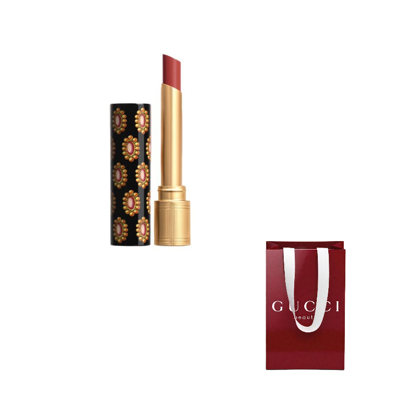 Помада женская GUCCI Qing Color Glaze Light Gem Lips Butter увлажняющая, оттенок #217 Rose Milk Chestnut, brown