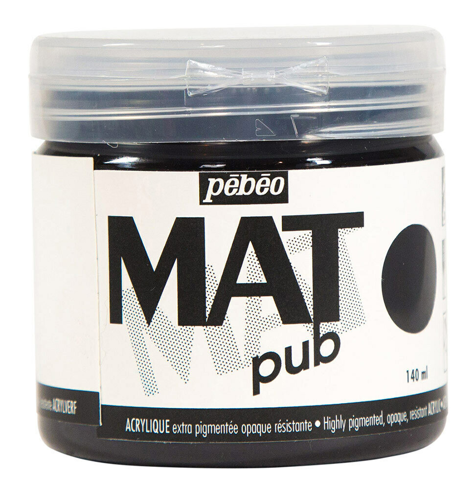 Краска акриловая Pebeo экстра матовая, Mat Pub, №1, 140 мл, черный
