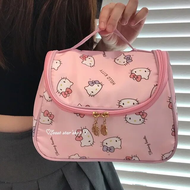 Косметичка с милым мультяшным котиком Hello Kitty от Sanrio, вместительная сумка-тоут, портативная дорожная косметичка, отличный подарок для девочек.