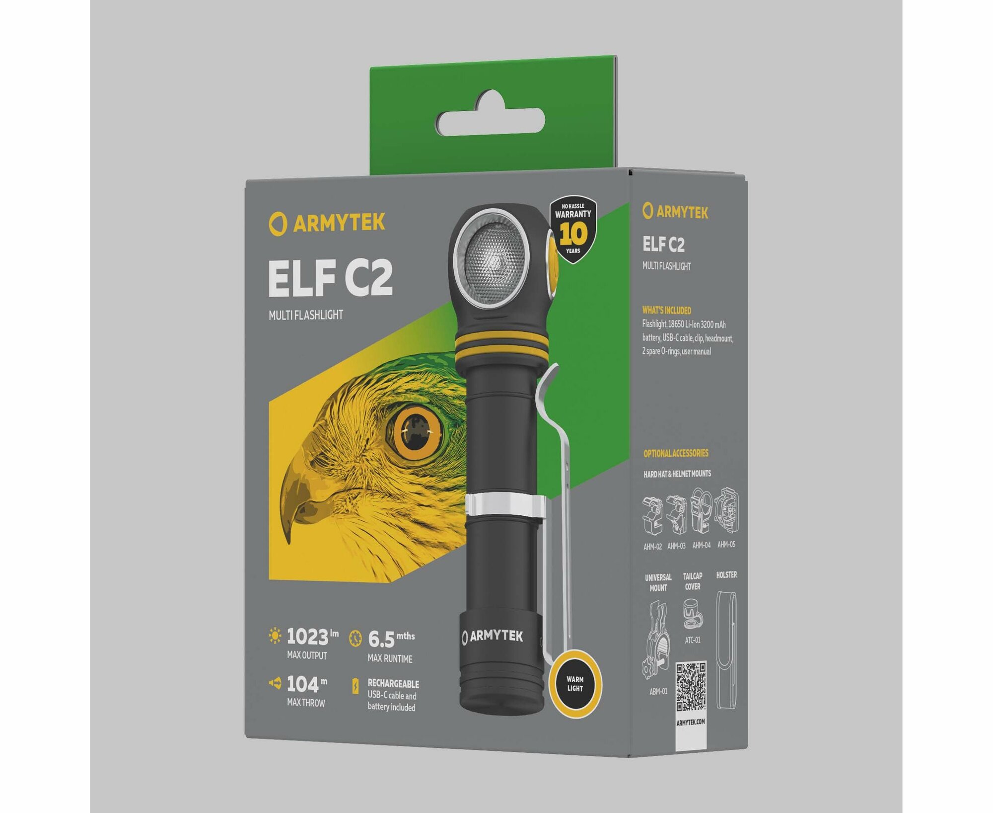 Фонарь Armytek Elf C2 USB-C Теплый F05103W