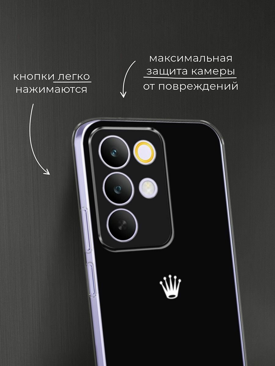 Чехол на Realme C85 / Реалми C85 с принтом Белая корона на черном фоне — фото 1