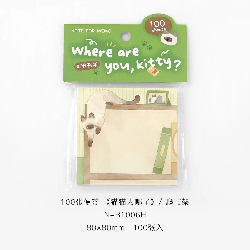 Блокнот "Where are you, kitty?" 80x80 мм, 100 листов, цвет C
