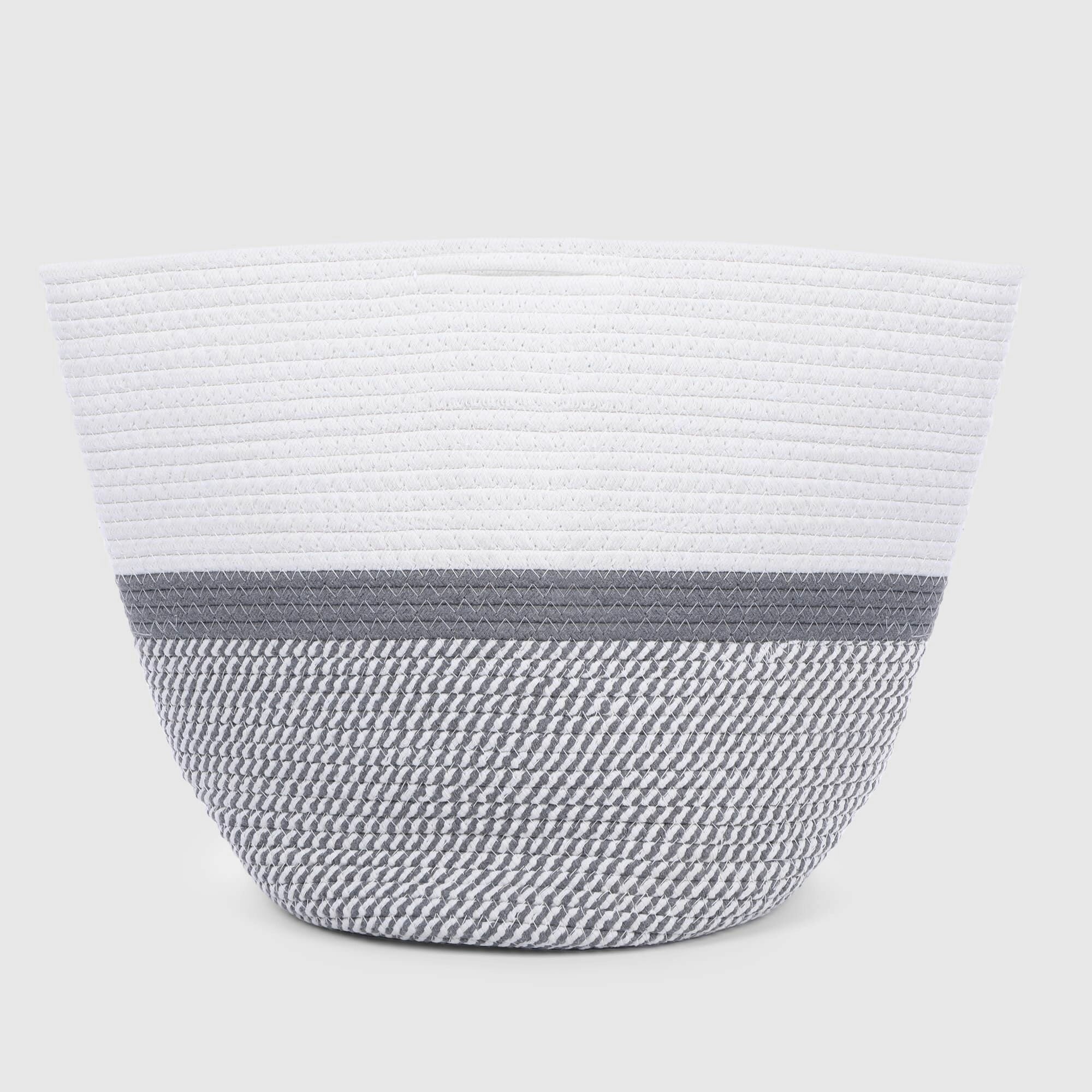Корзина для белья Yikai белая с серым 33х33х36 см
