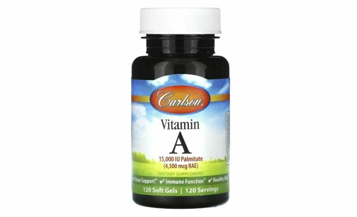 Carlson, Vitamin A, Витамин A 4500 мкг RAE (15000 МЕ), 120 мягких таблеток