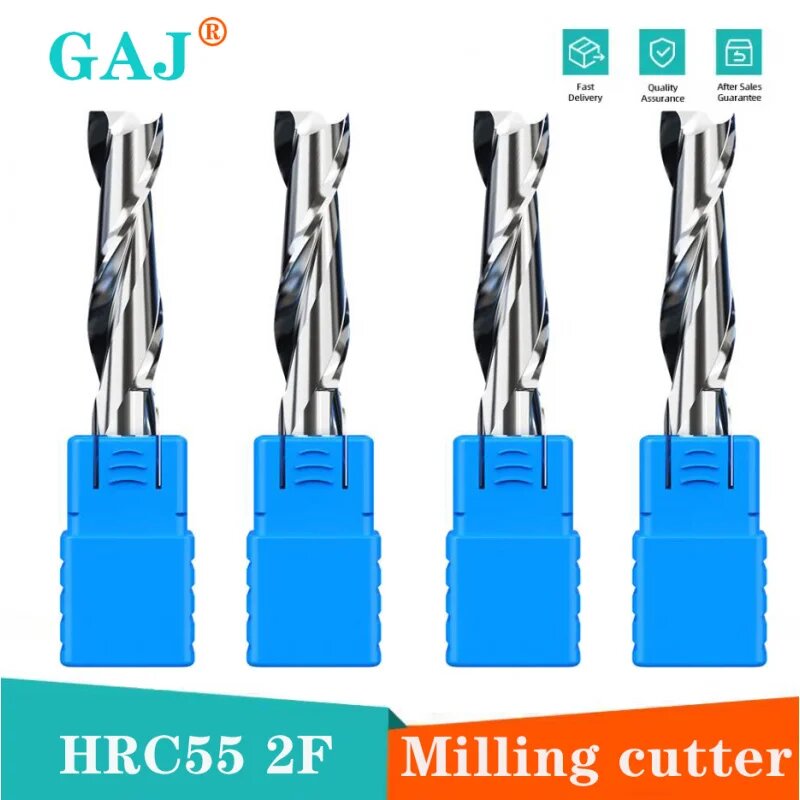 HRC50 2-зубая резка алюминия, дерева, меди, обработка фрезерного станка с ЧПУ, вольфрамовая сталь, спиральная фреза, твердосплавная концевая фреза, инструмент 1pcs, 14X14DX100L-2F