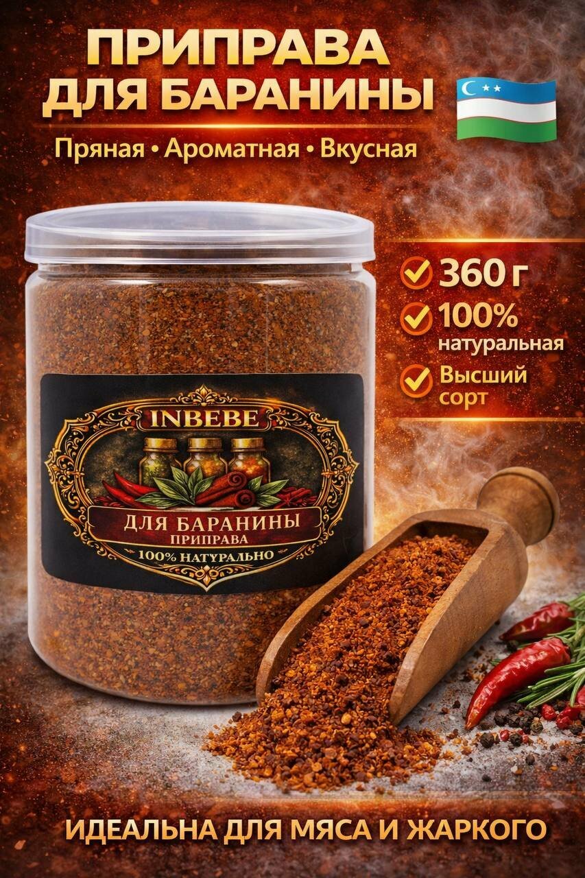 Приправа INBEBE "Для баранины", высший сорт, в банке с ключом, 360 г