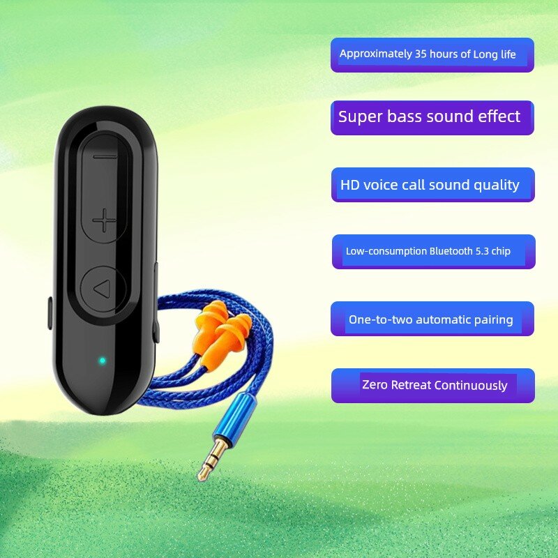 Стандартный беспроводной Bluetooth-приемник с 30-часовым аккумулятором, низким энергопотреблением, кабелем 70 см, синий